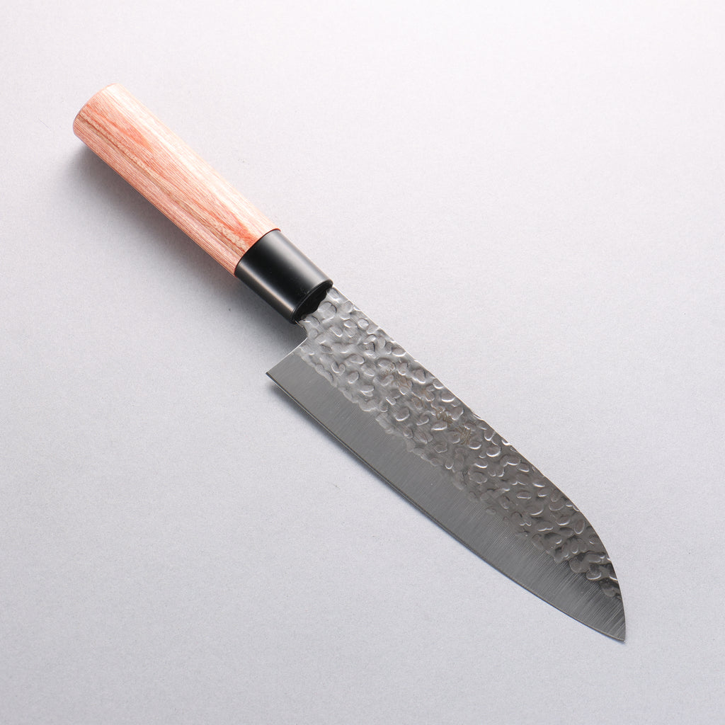 Kanetsune DSR-1K6 Hammered Santoku 165mm Red Pakka wood Handle